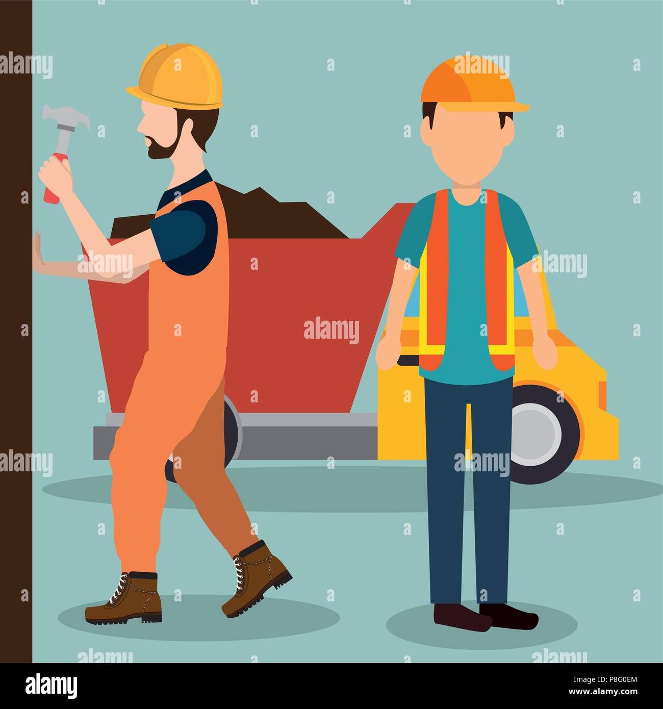 construction workers with under construction icons Stock Vector Image ...