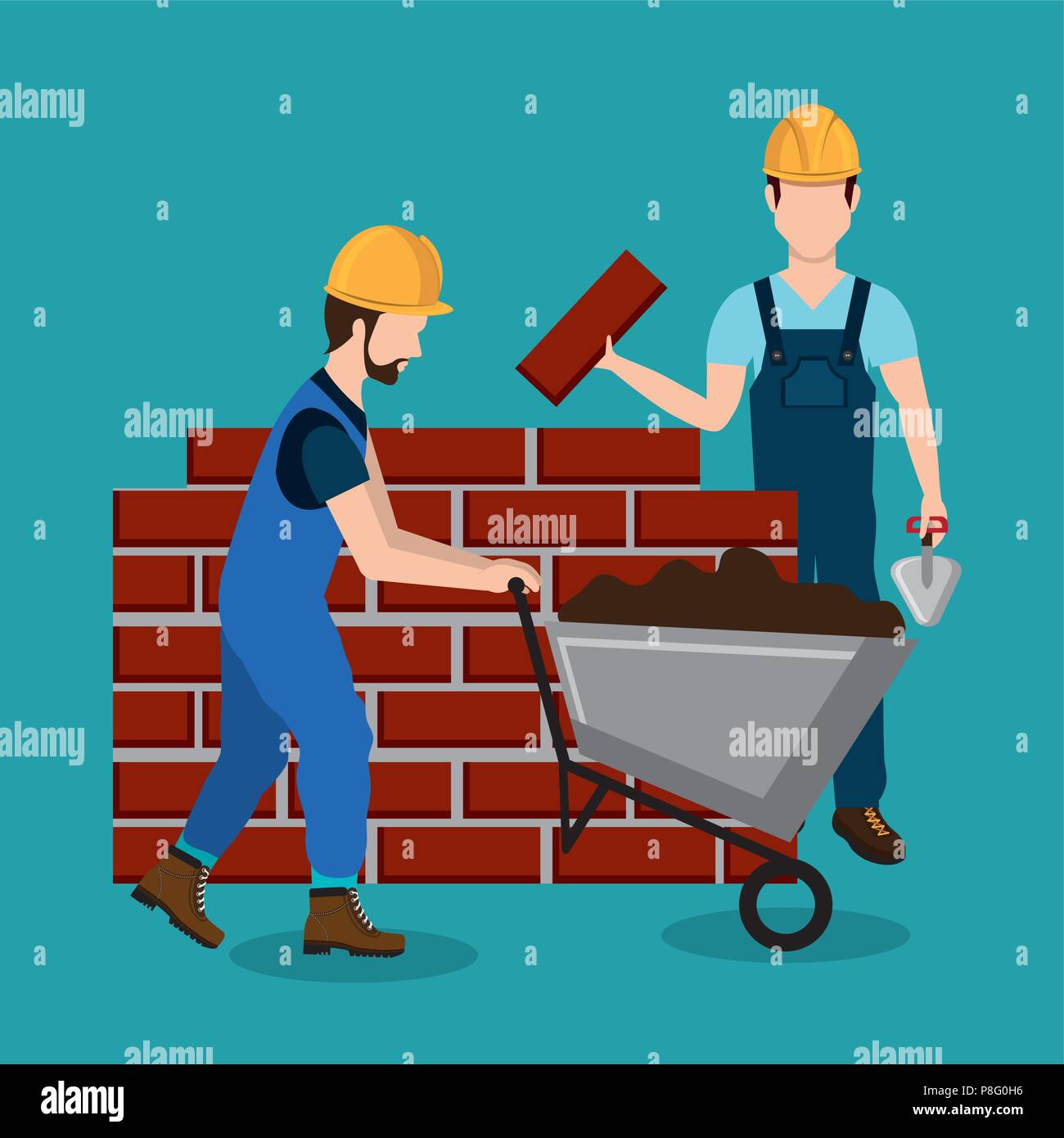 construction workers with under construction icons Stock Vector Image ...