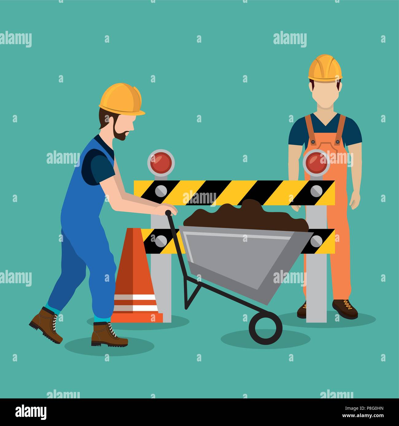 construction workers with under construction icons Stock Vector Image ...