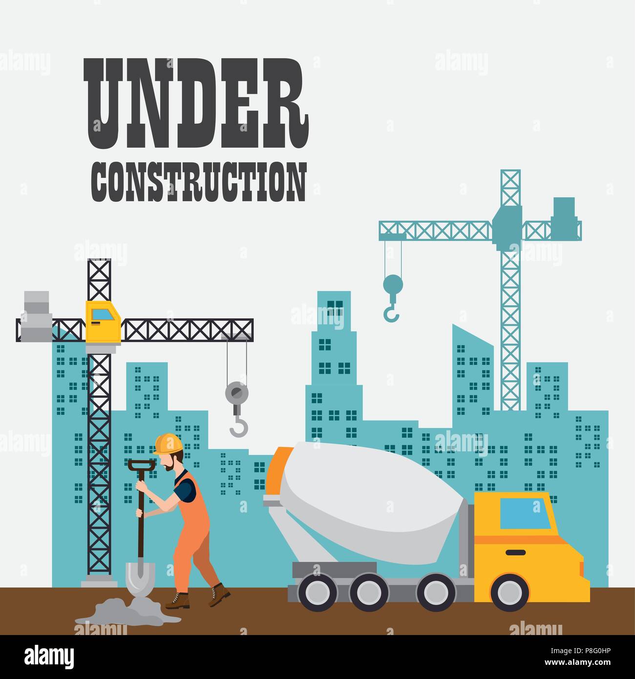 construction worker with under construction icons Stock Vector Image ...