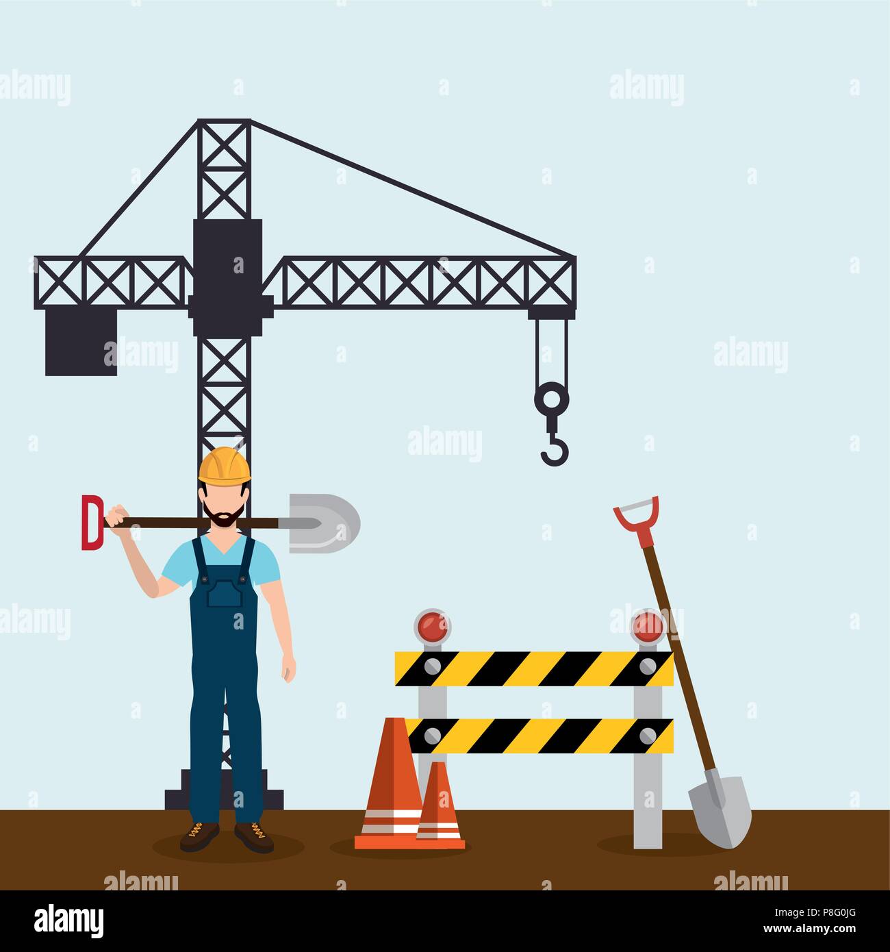 worker with under construction icons Stock Vector Image & Art - Alamy
