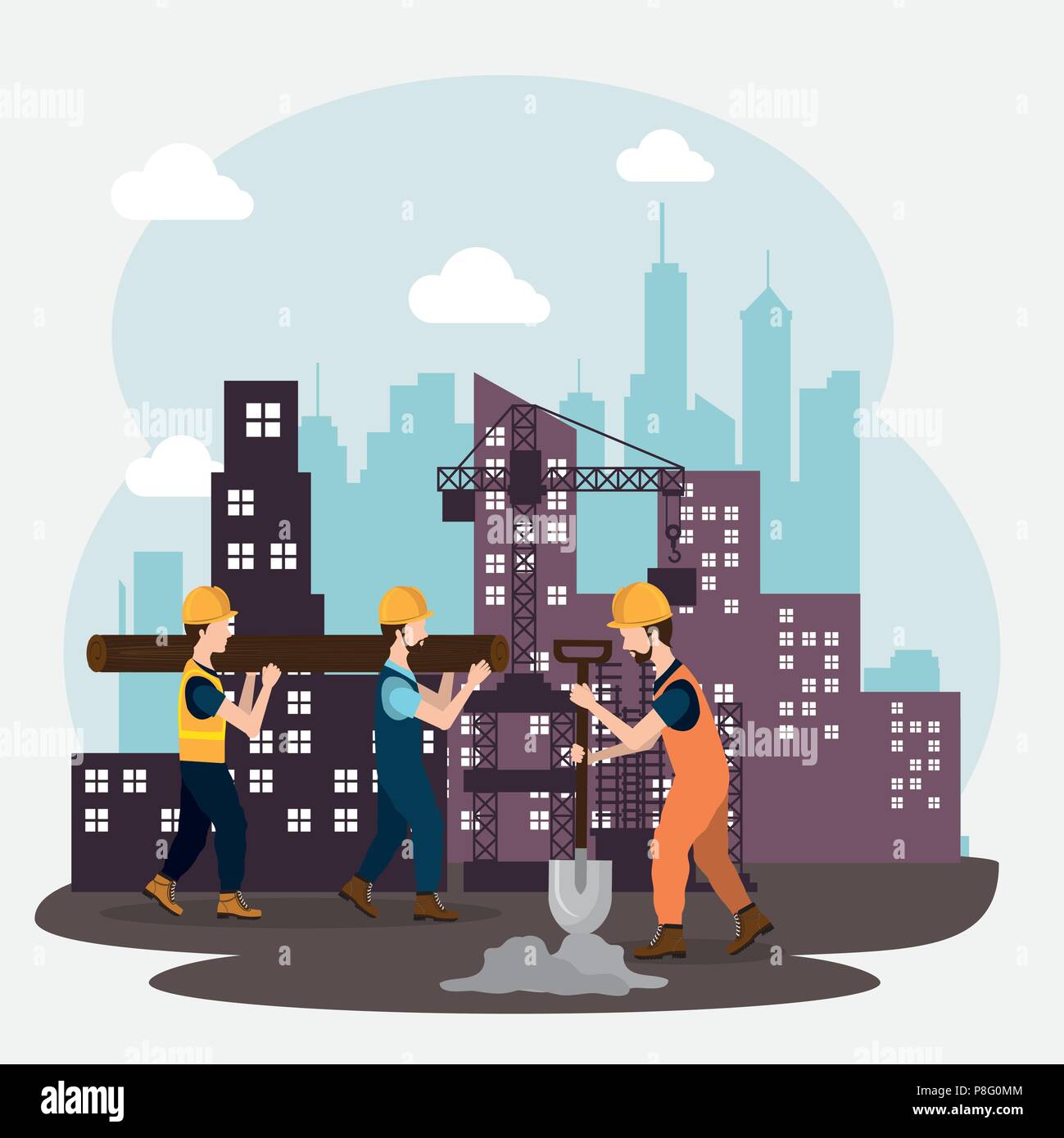 construction workers with under construction icons Stock Vector Image ...