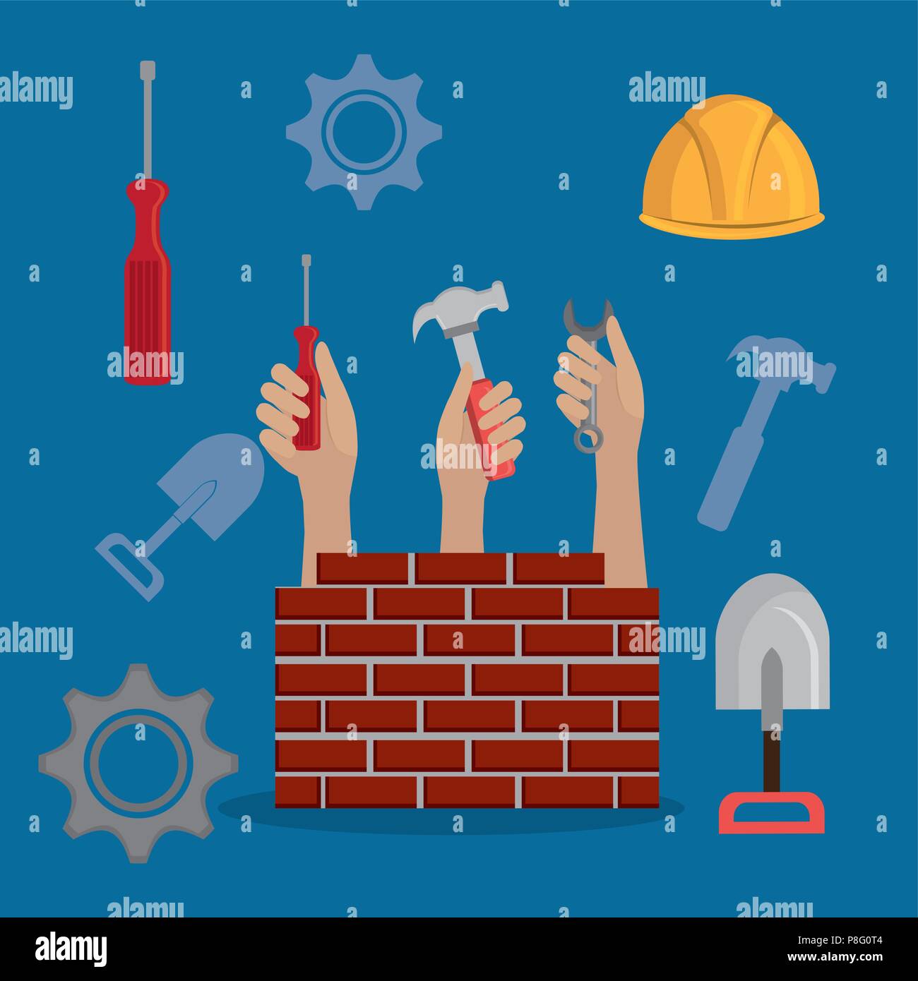 Building bricks hand Stock Vector Images - Alamy