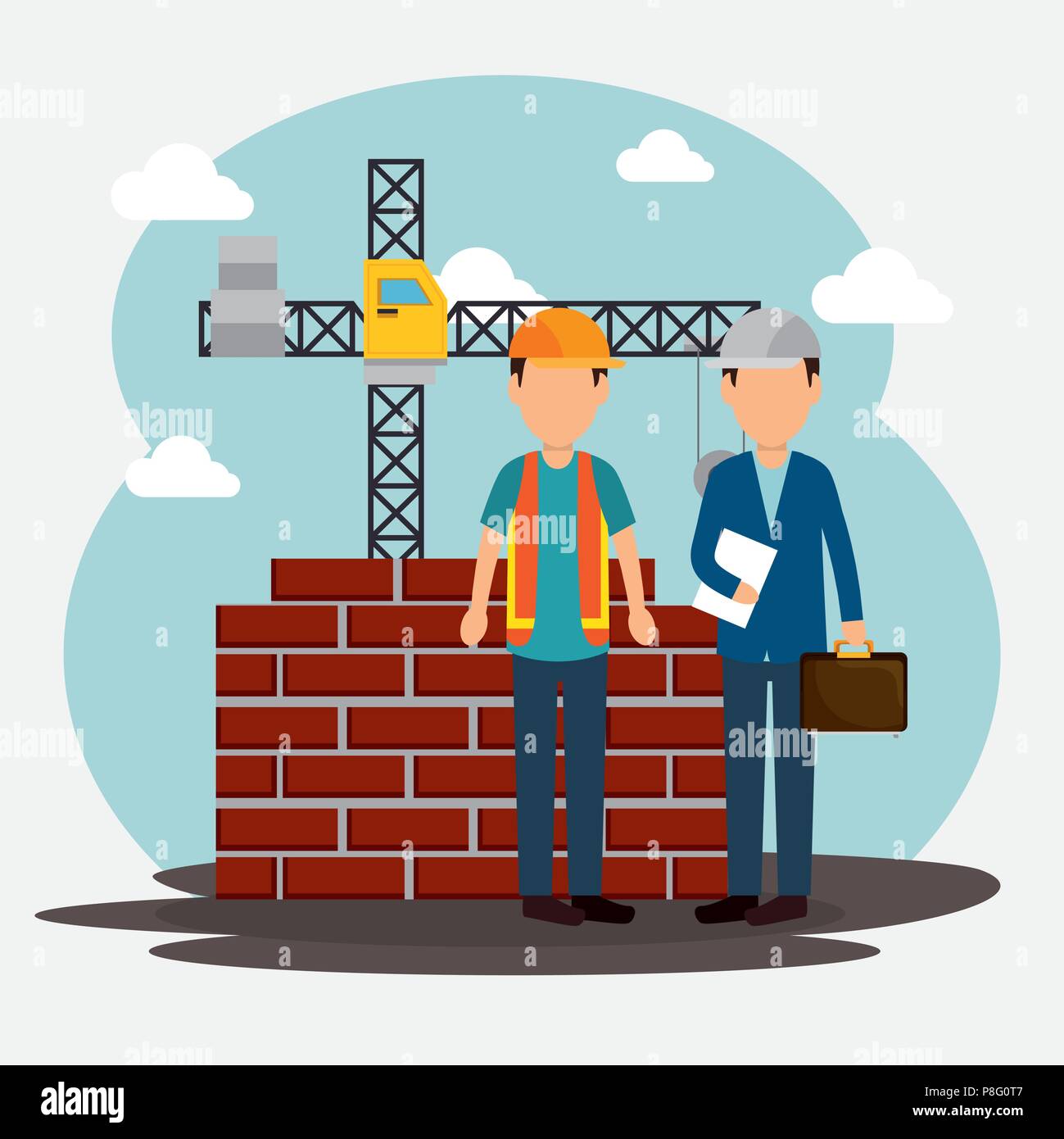 construction workers with under construction icons Stock Vector Image ...