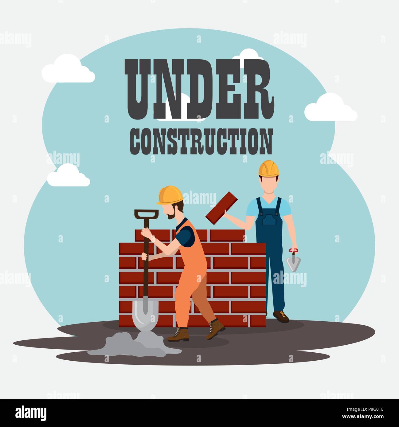 construction workers with under construction icons Stock Vector Image ...