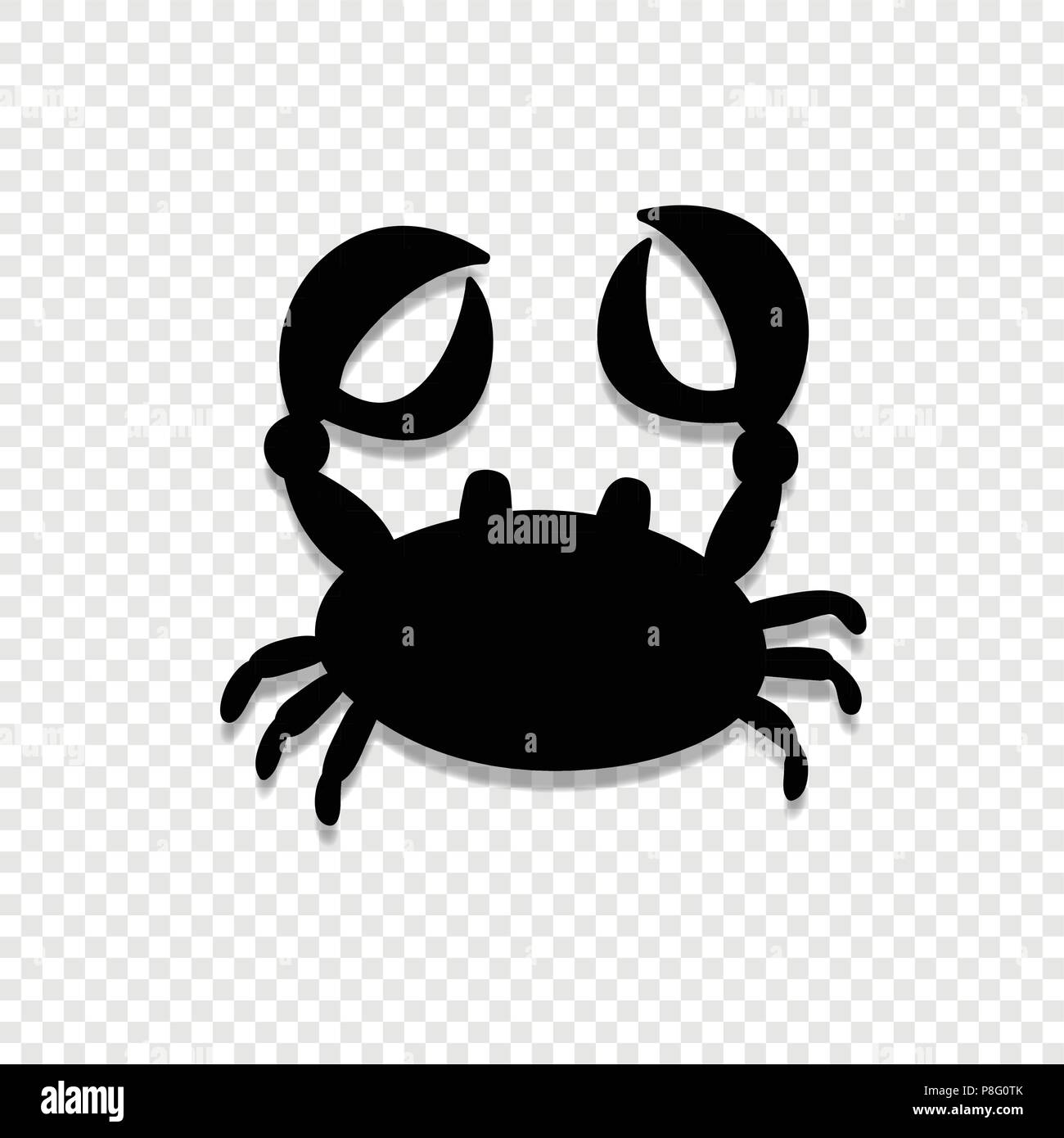 Vector Black Silhouette Illustration Of Crab Or Cancer Icon Isolated On