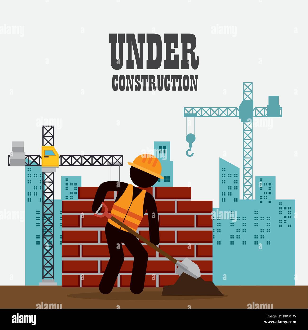 construction worker with under construction icons Stock Vector Image ...