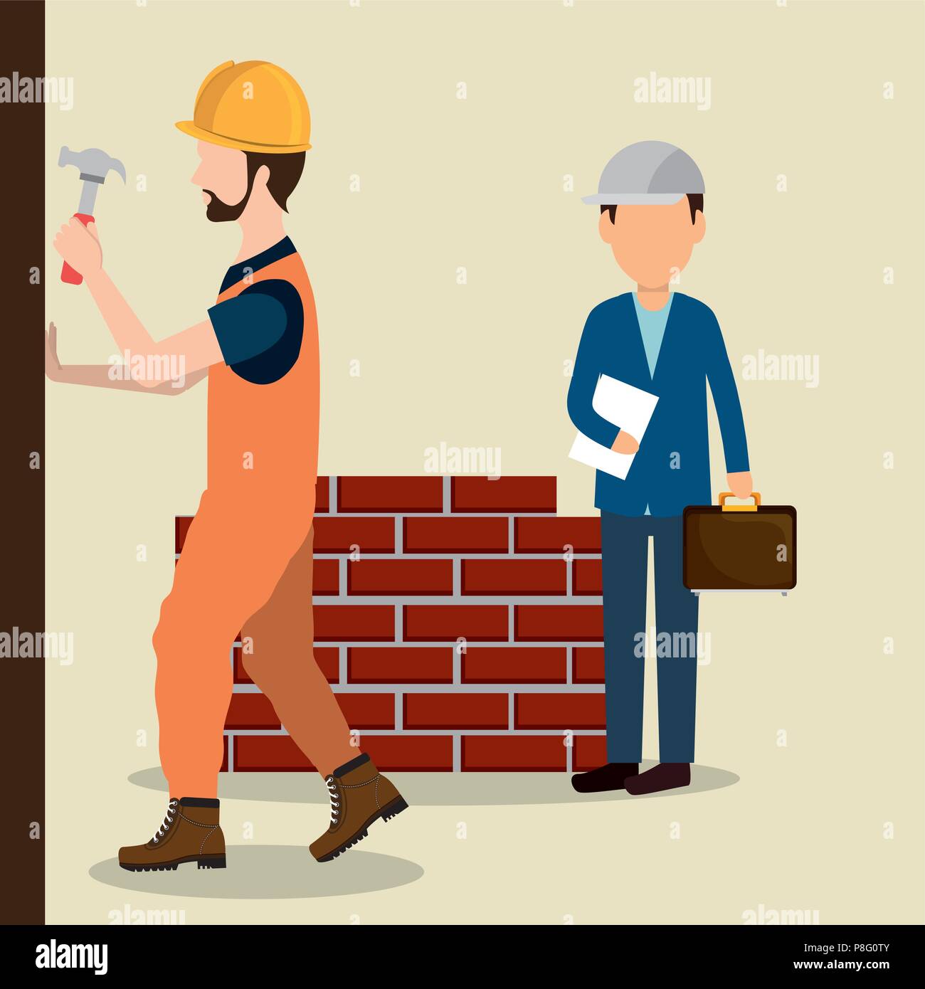 construction workers with under construction icons Stock Vector Image ...