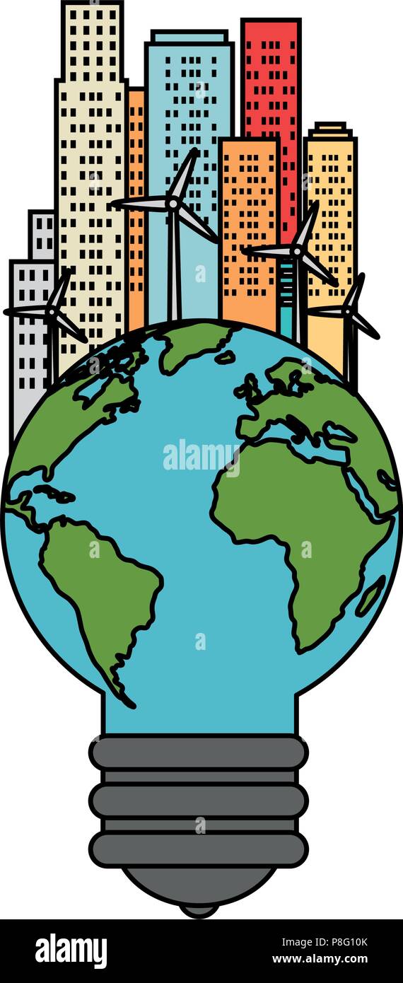 bulb world with buildings cityscape Stock Vector Image & Art - Alamy
