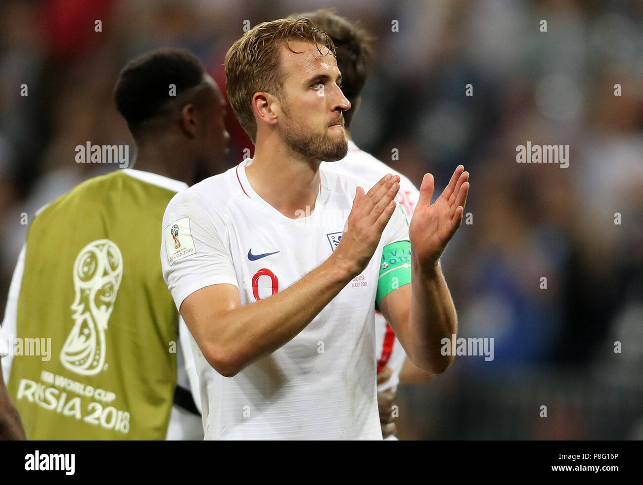 England's Harry Kane applauds the fans after losing the FIFA World Cup ...