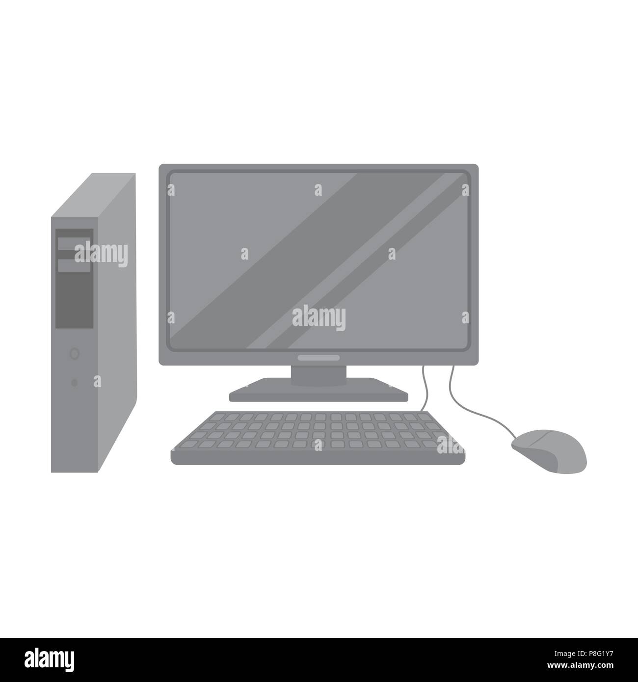 Personal computer icon in monochrome style isolated on white background ...