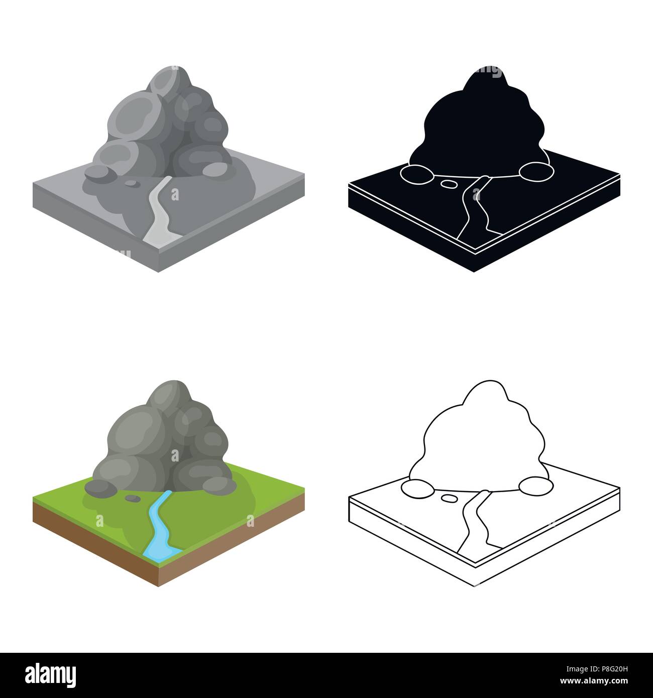 Mountains, rocks and landscape. Relief and mountains single icon in ...