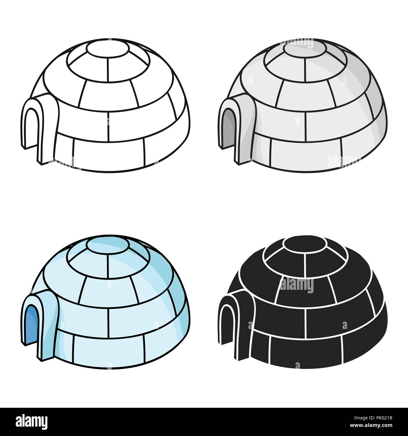 Igloo icon in cartoon style isolated on white background. Ski resort ...