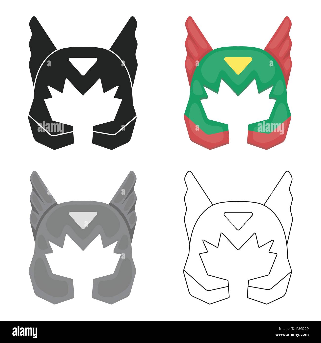 Superhero's helmet icon in cartoon style isolated on white background ...