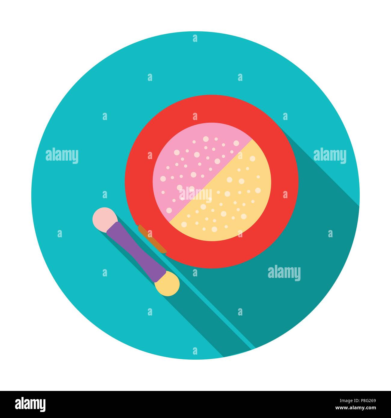 Face powder icon in flat style isolated on white background. Make up ...