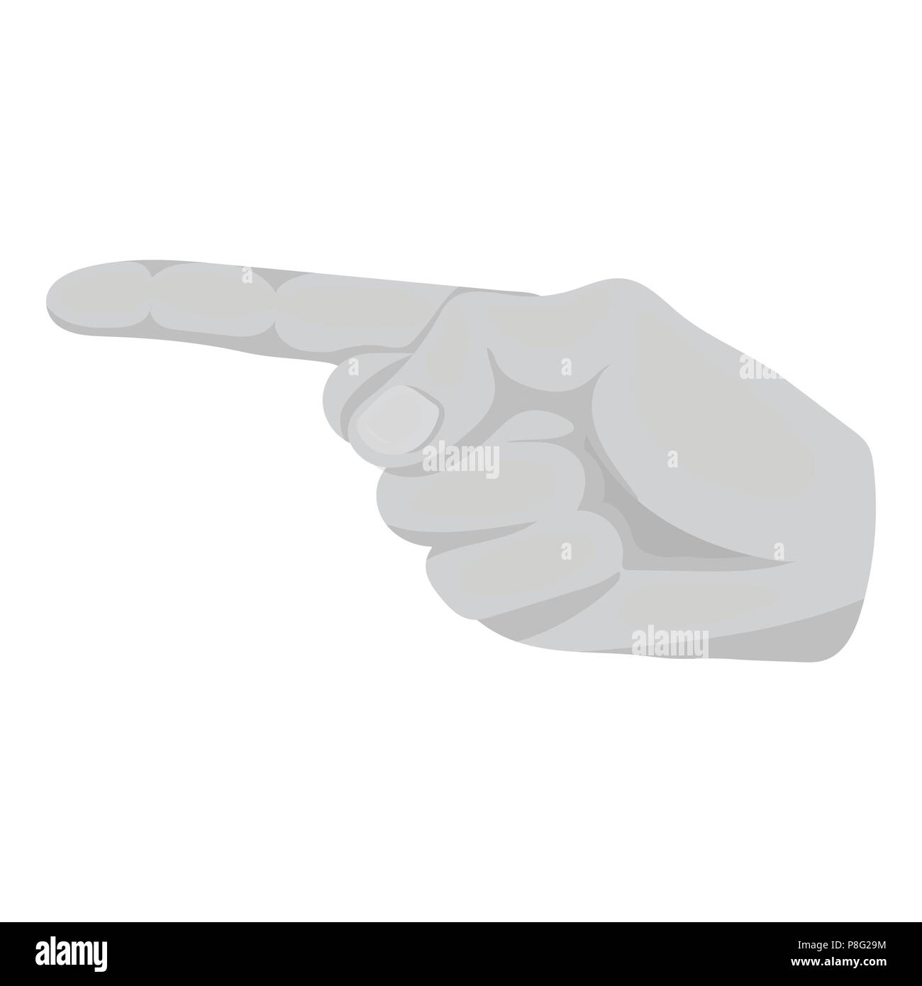 Index finger icon in monochrome style isolated on white background. Hand gestures symbol vector ...