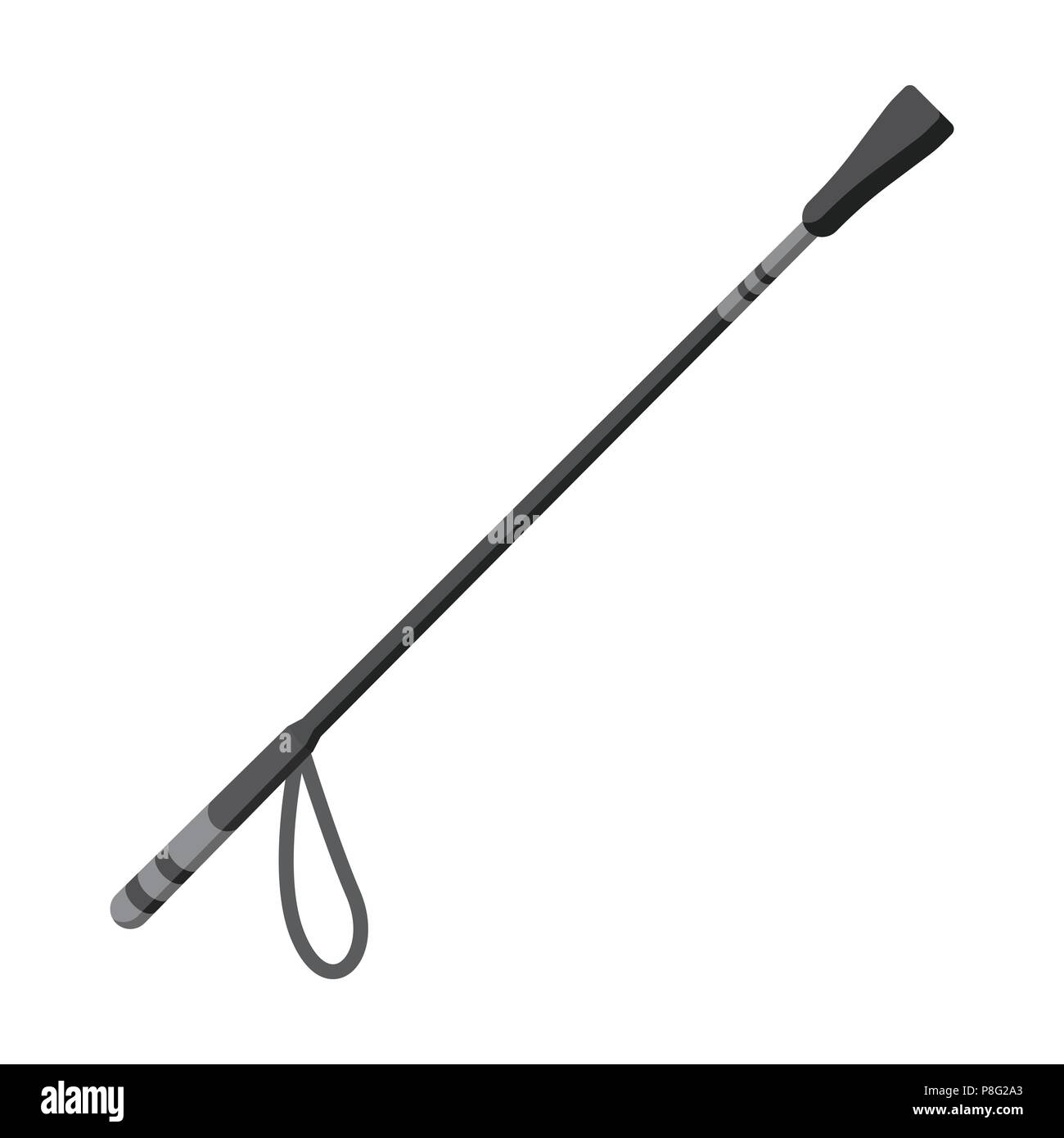 Riding whip icon in monochrome design isolated on white background ...