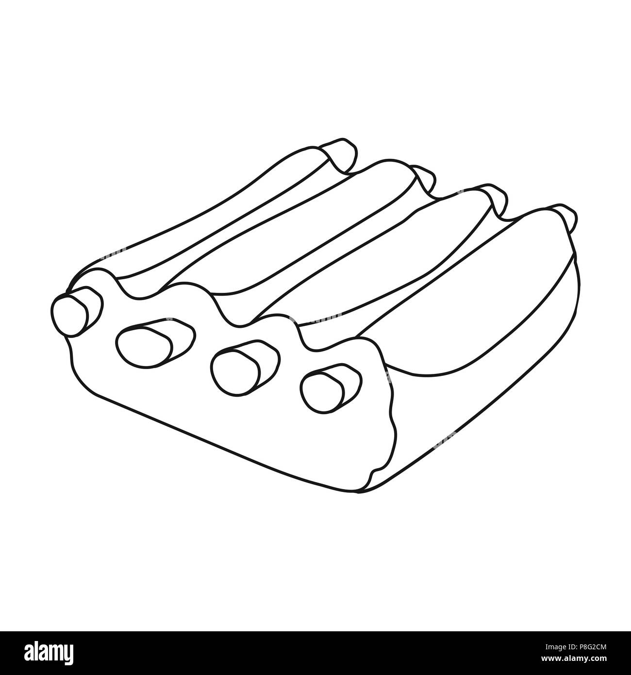 Pork ribs icon in outline style isolated on white background. Meats ...