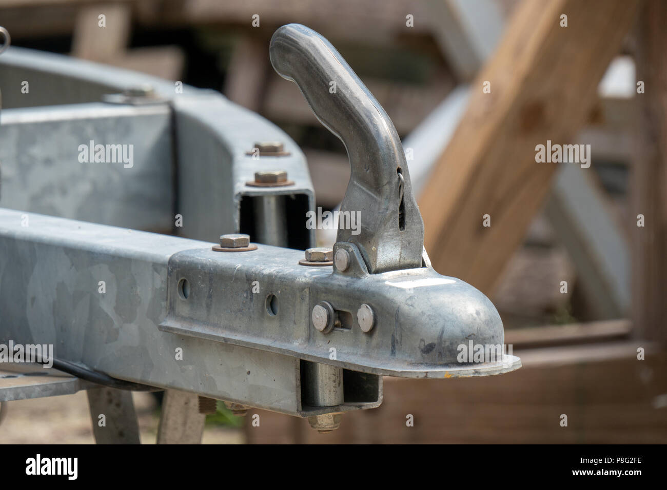 a close-up trailer hook for boats or other Stock Photo - Alamy