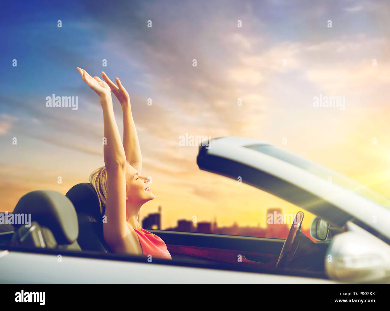 Driving into sunset convertible hi-res stock photography and images - Alamy