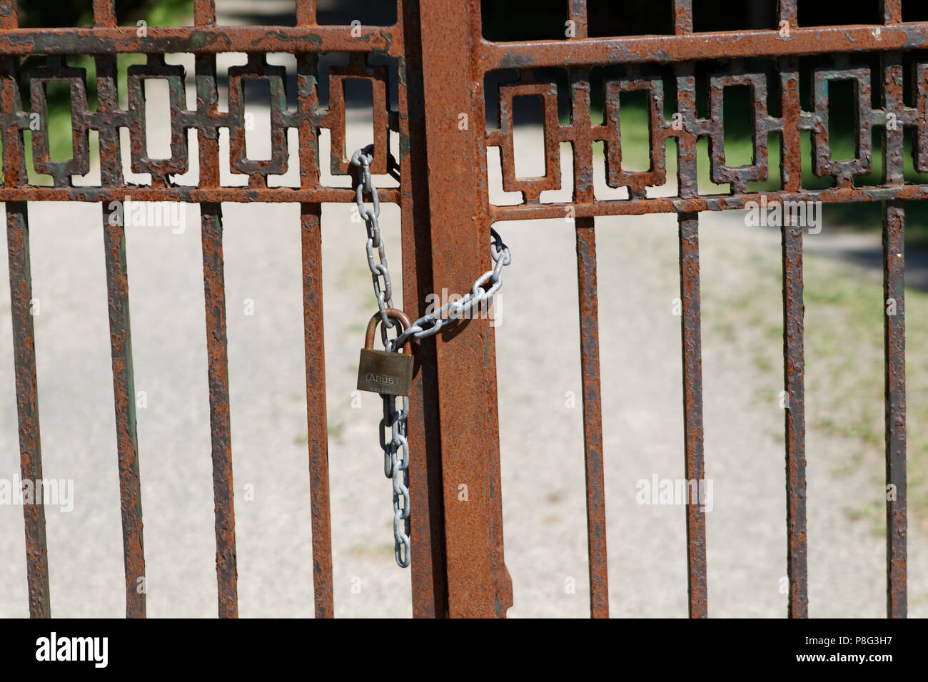 Quebec,canada.A locked gate Stock Photo - Alamy