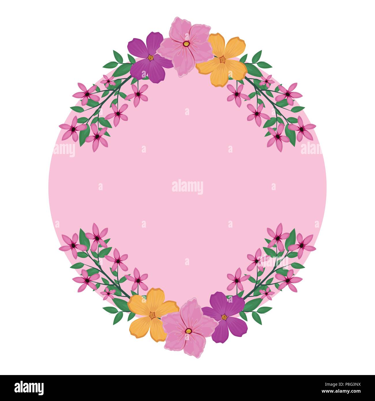 Flowers round frame Stock Vector Image & Art - Alamy