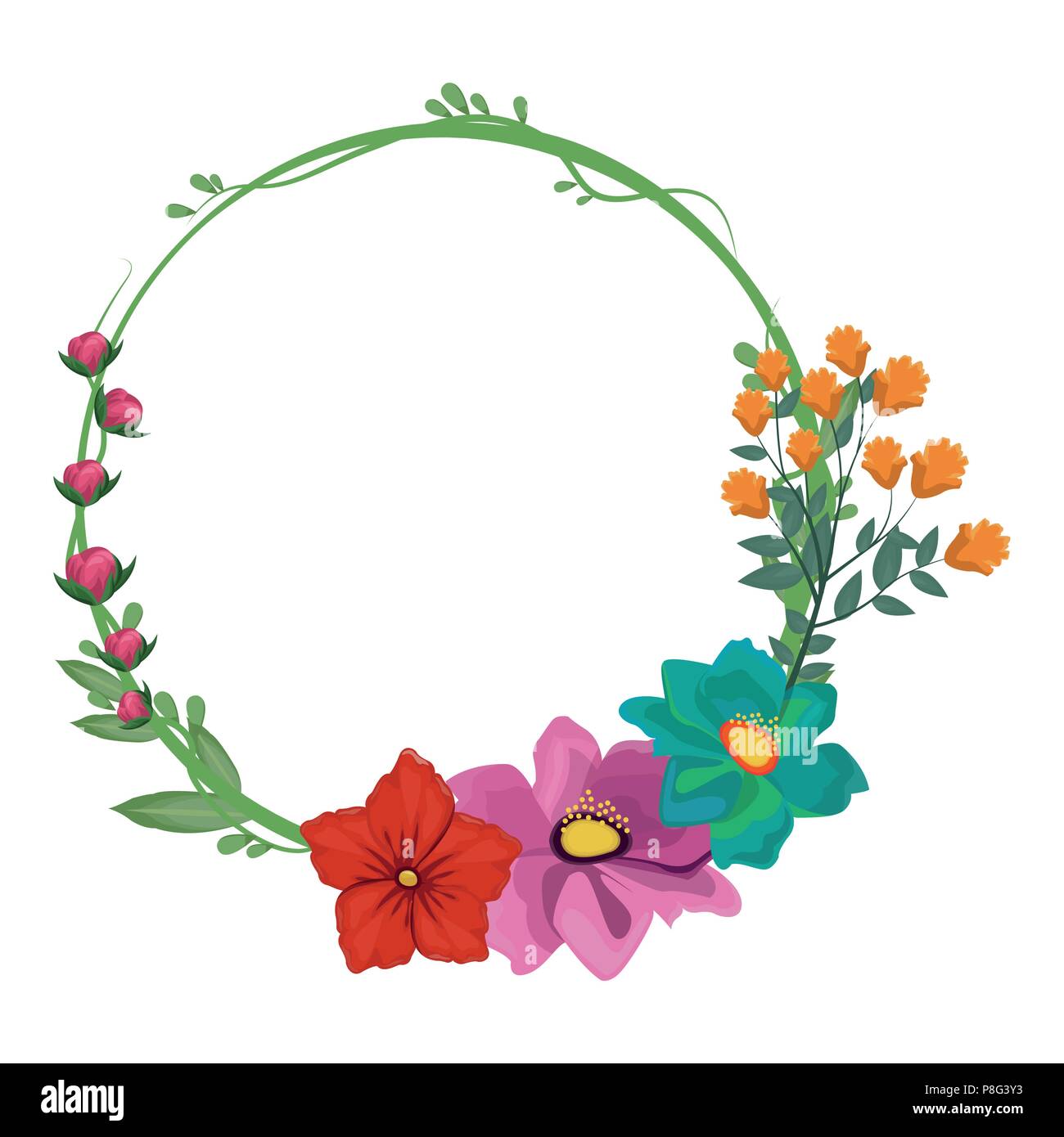 Flowers round frame Stock Vector Image & Art - Alamy