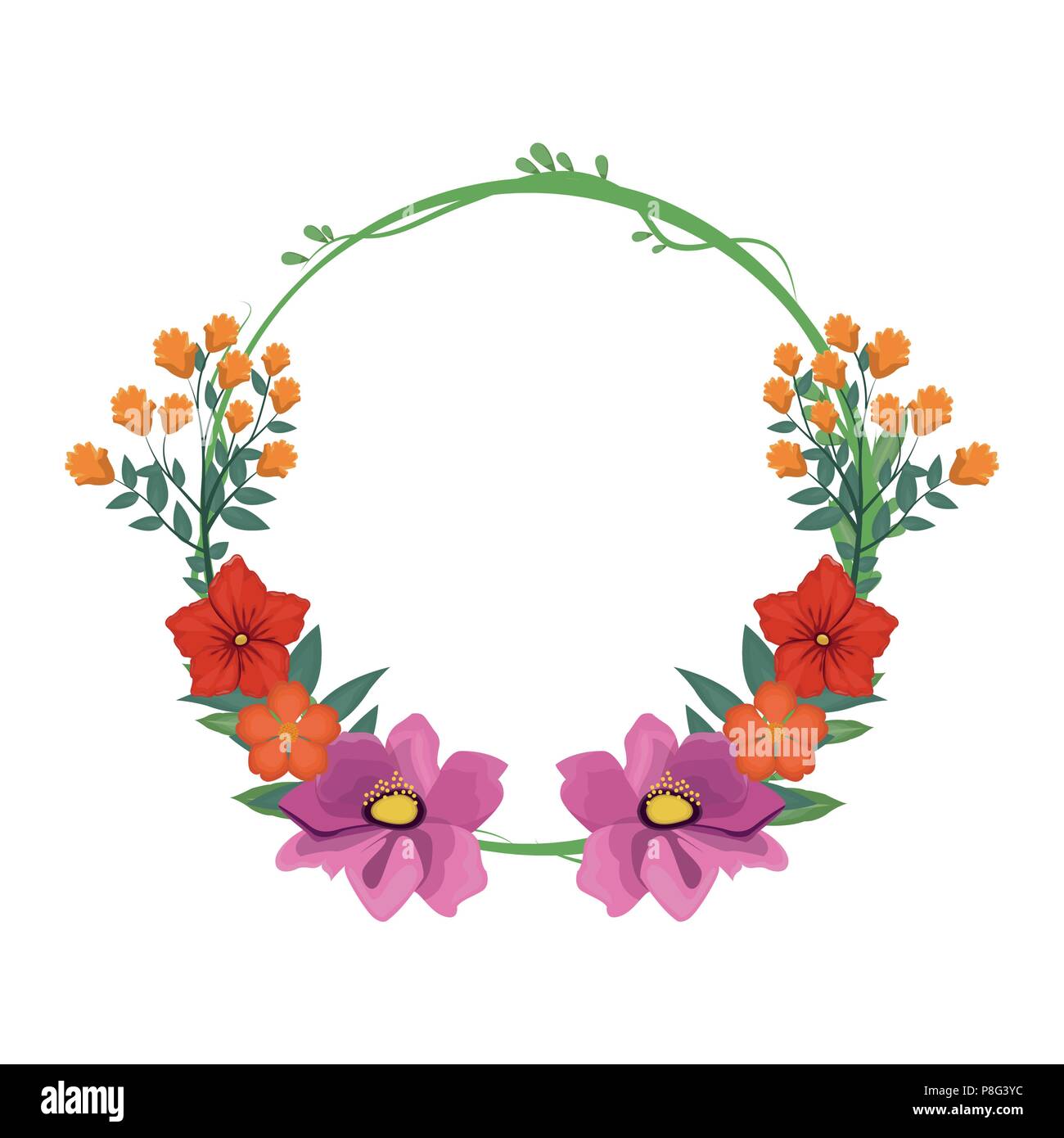 Flowers round frame Stock Vector Image & Art - Alamy
