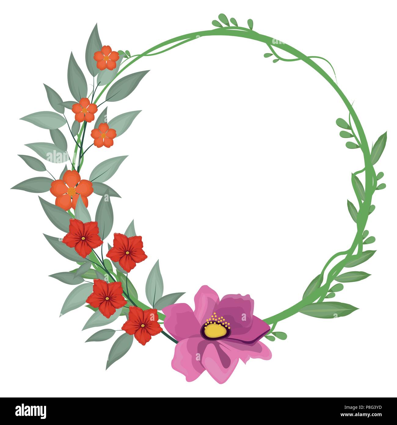 Flowers round frame Stock Vector Image & Art - Alamy