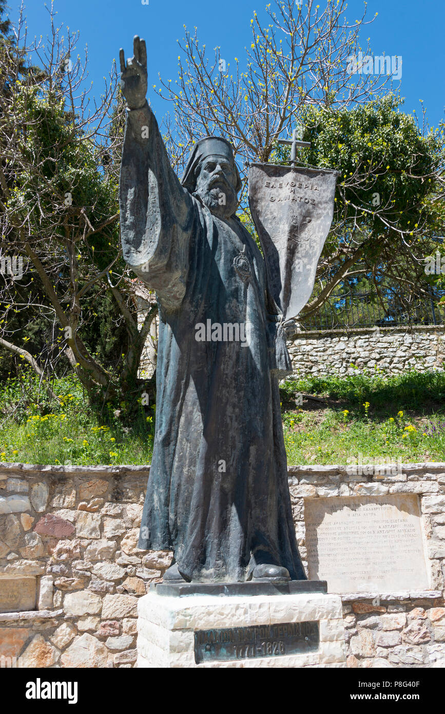 Statue of Orthodox Metropolitan Germanos of Patras, Monastery, Moni ...