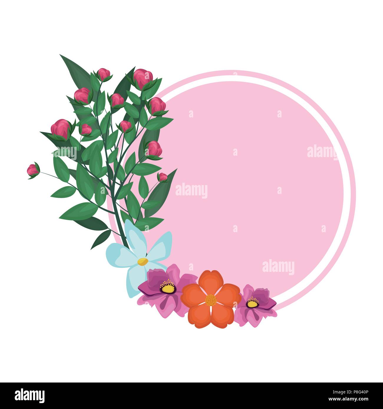 Flowers round frame Stock Vector Image & Art - Alamy