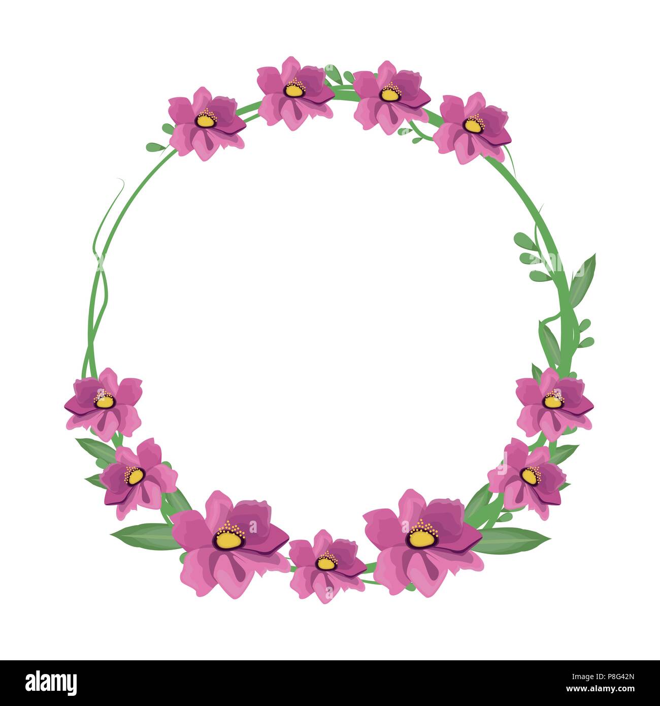 Flowers round frame Stock Vector Image & Art - Alamy