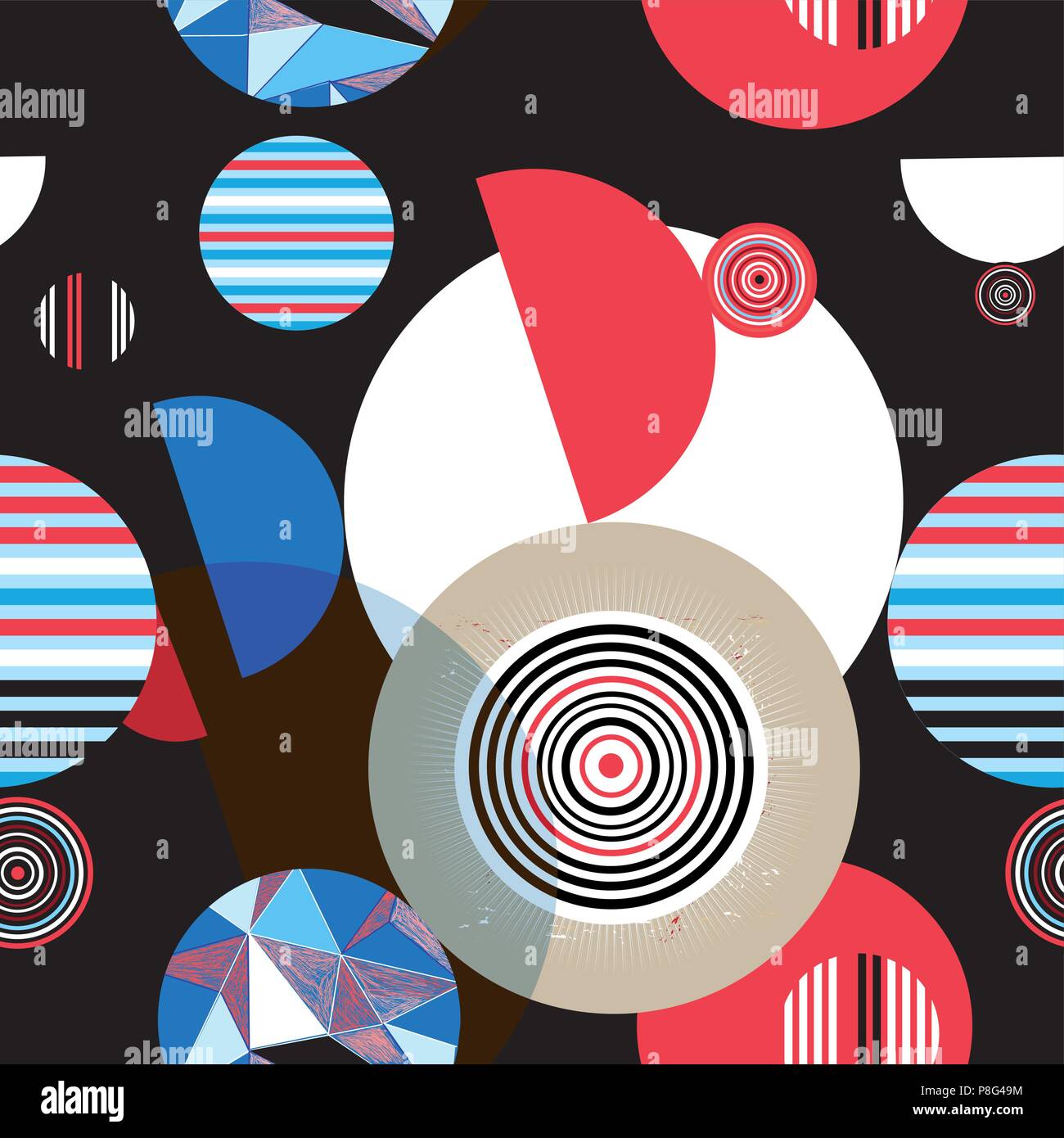 Seamless graphic pattern of geometric circular design elements Stock ...