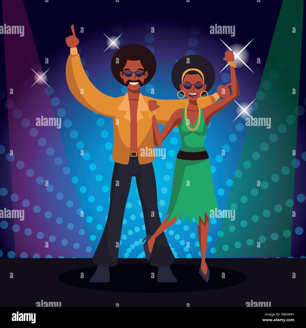 Vintage dancing hippies Stock Vector Images - Alamy
