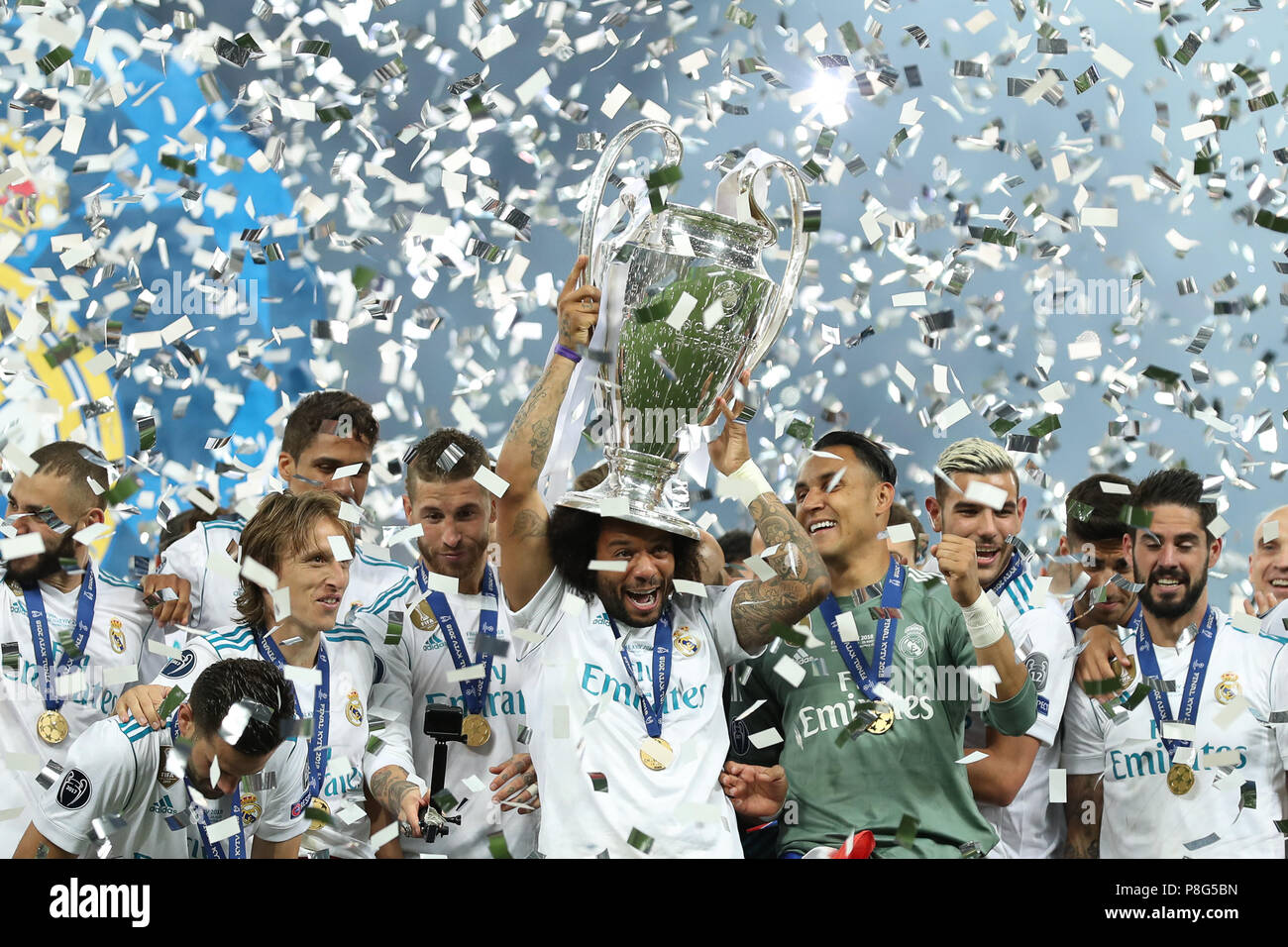 KYIV, UKRAINE - MAY 26, 2018: Marcelo celebrates with The UEFA ...