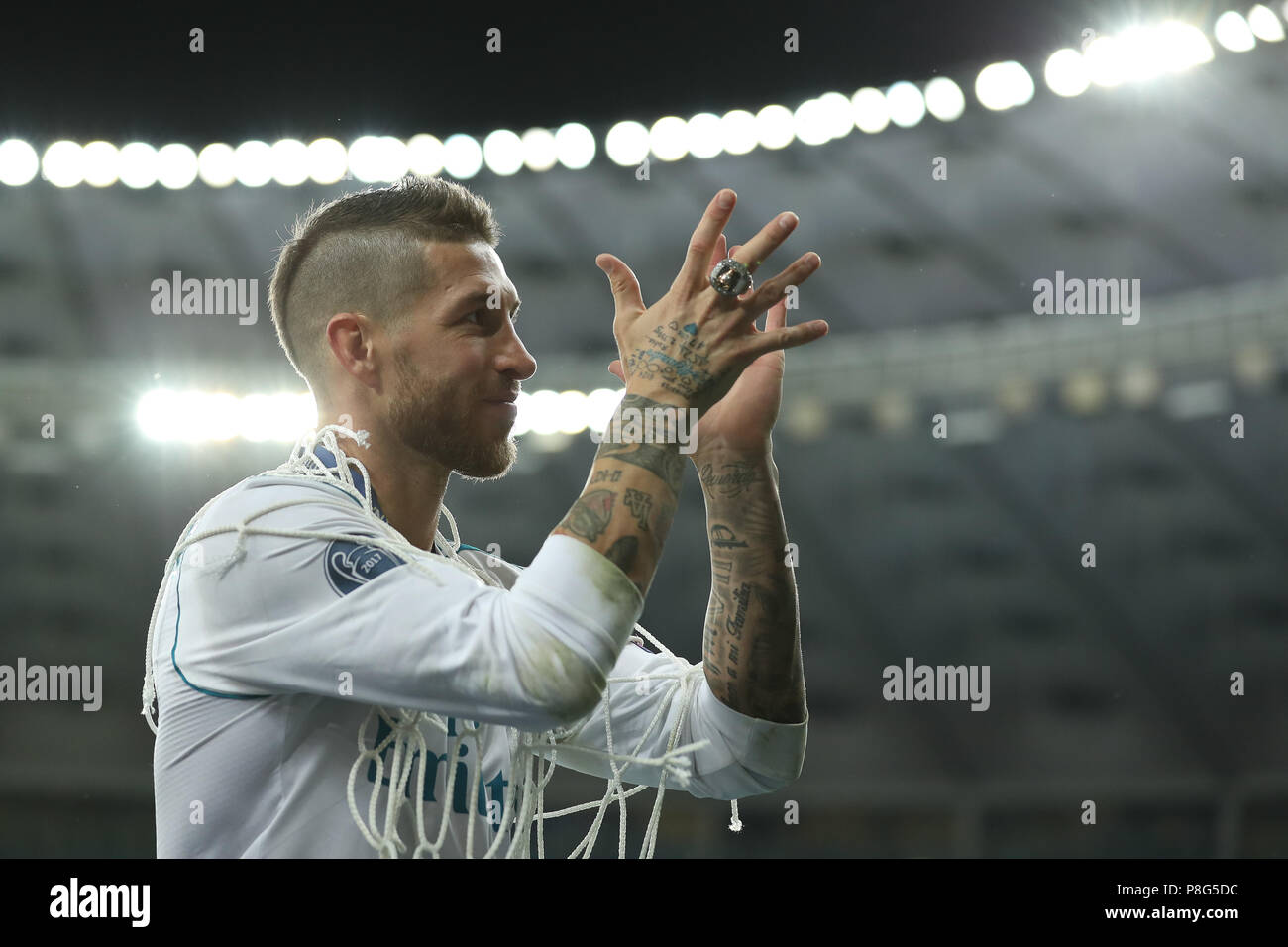 KYIV, UKRAINE - MAY 26, 2018: Captain Sergio Ramos happy close-up ...