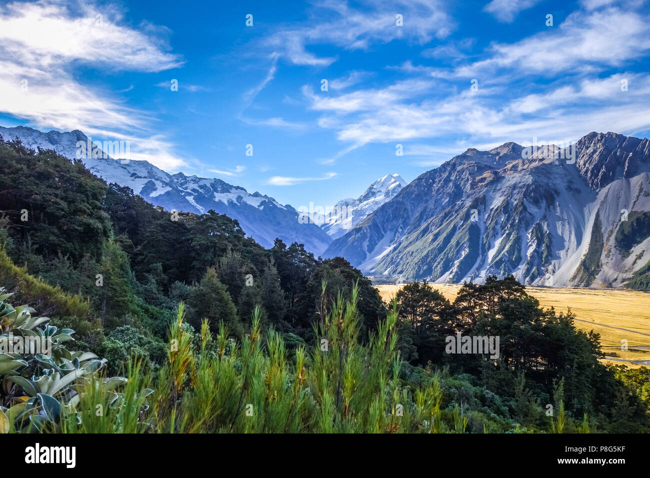 Aoraki Mount Cook mountain landscape, New Zealand Stock Photo - Alamy