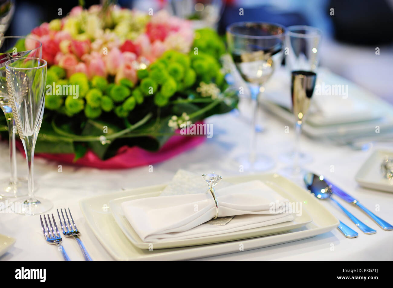 Table set for an event party or wedding reception Stock Photo - Alamy