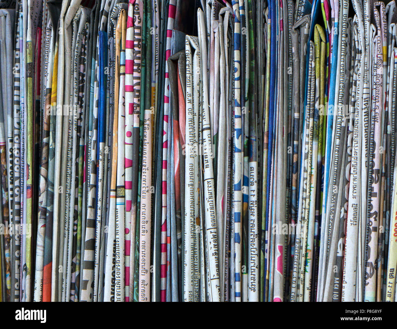 Row of many thailand newspapers background for publishing design Stock ...