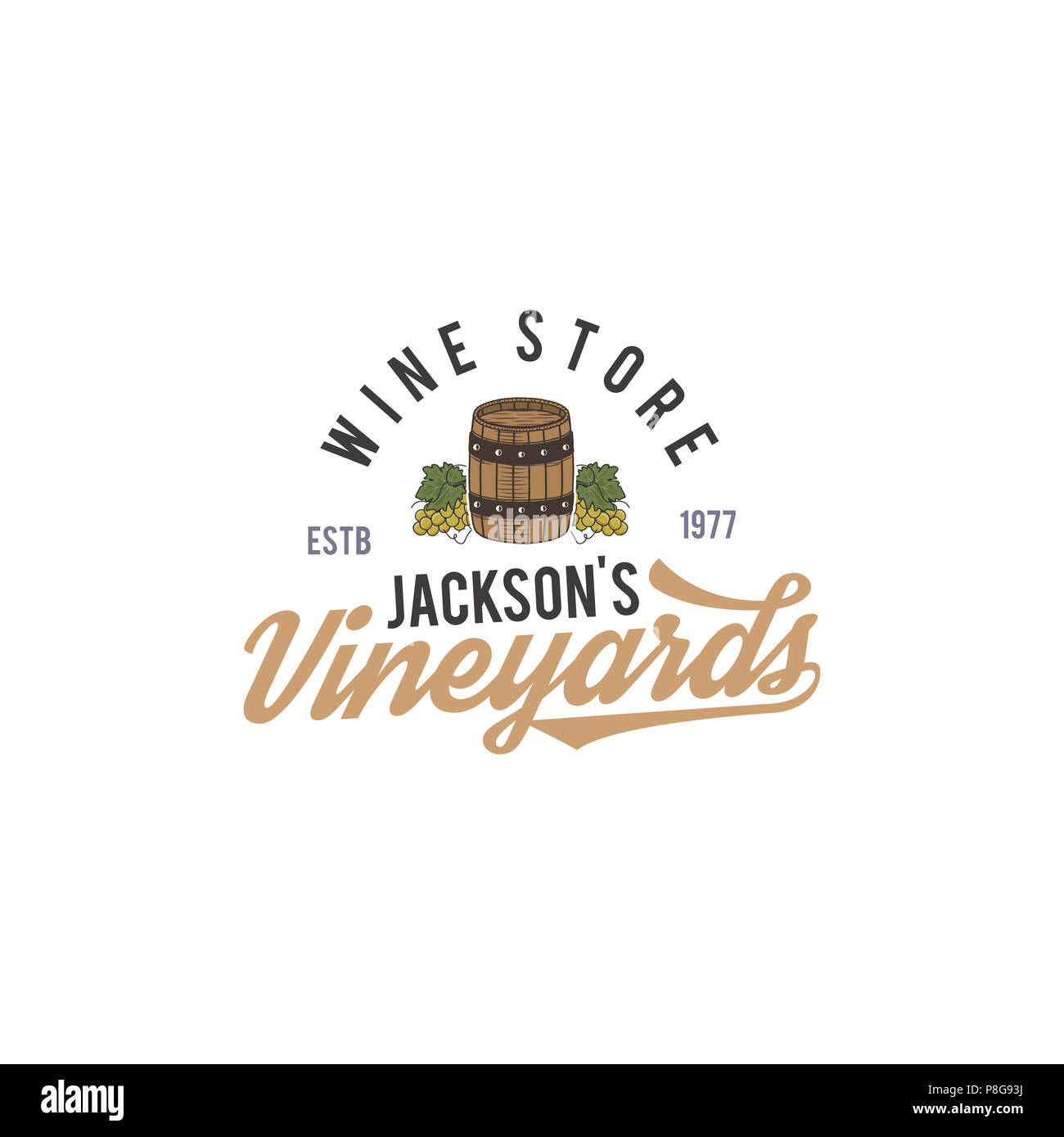 Wine shop logo, label. Organic wines.Vineyard badge. Retro Drink symbol ...