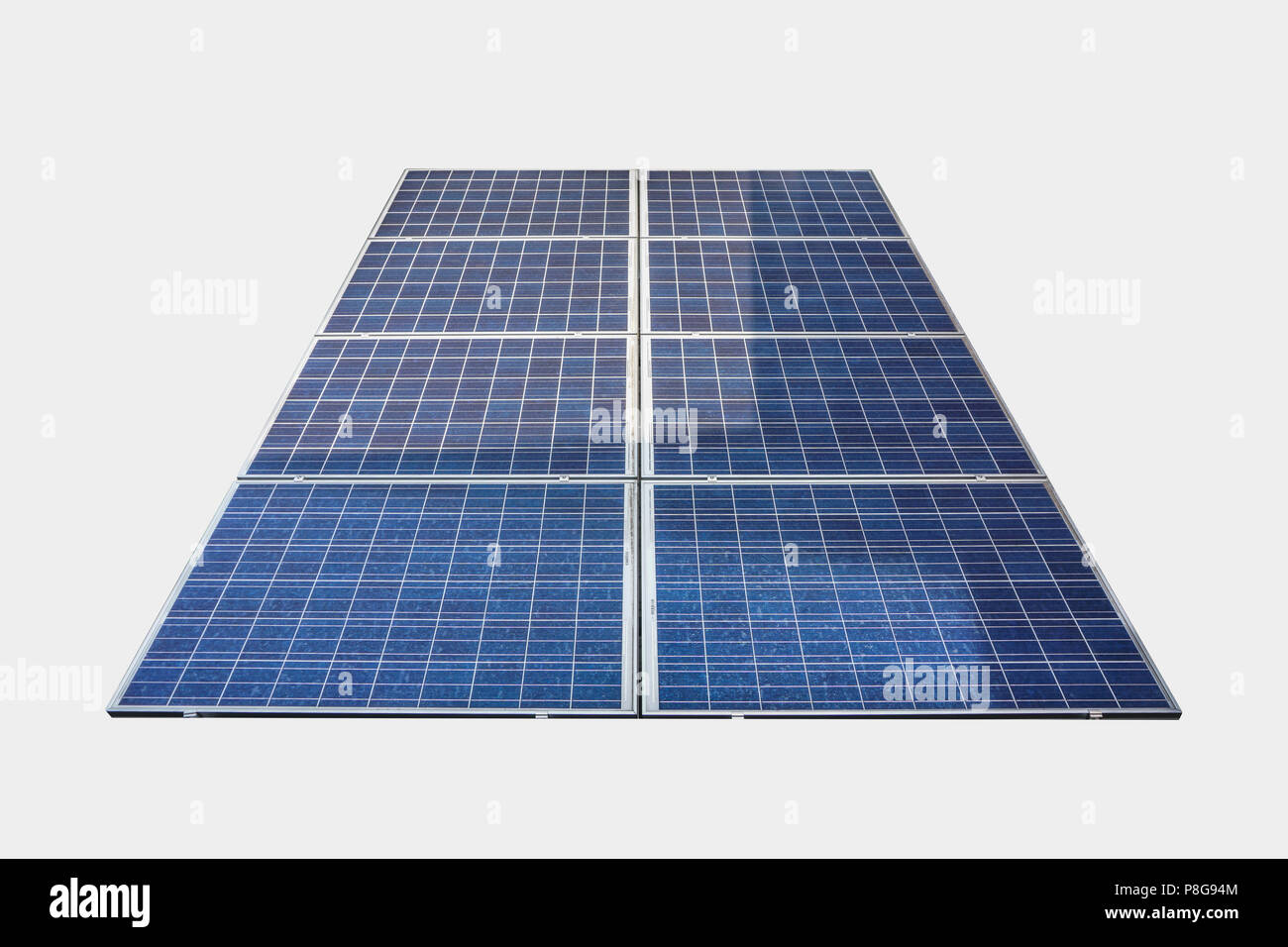 Blue solar panels isolated on white background Stock Photo - Alamy