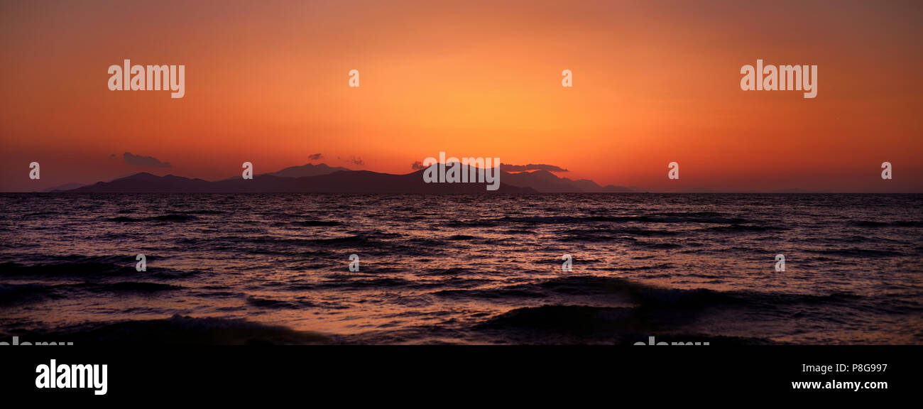 Beautiful sunset on Kos island in Greece Stock Photo - Alamy