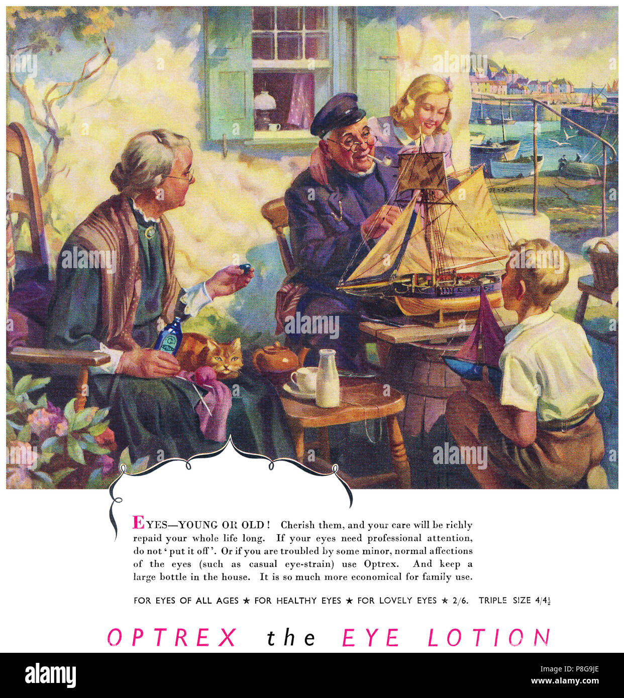 1950 British advertisement for Optrex eye drops Stock Photo - Alamy