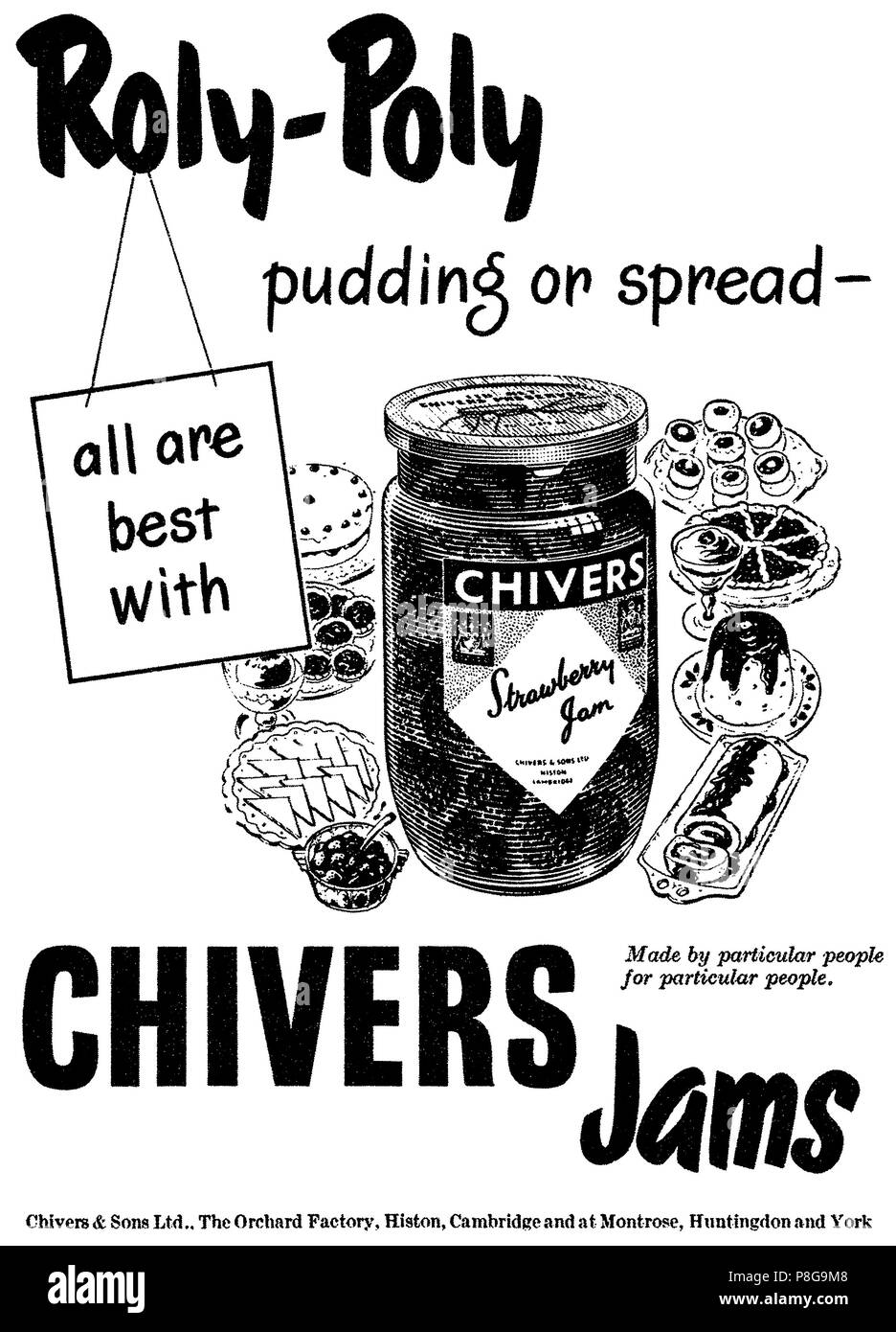 1953 British advertisement for Chivers jams Stock Photo - Alamy