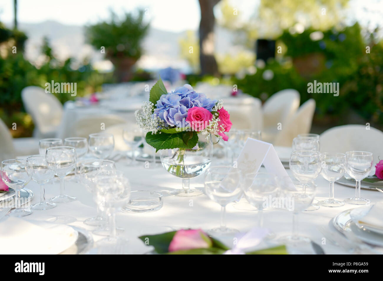 Table set for an event party or wedding reception Stock Photo - Alamy
