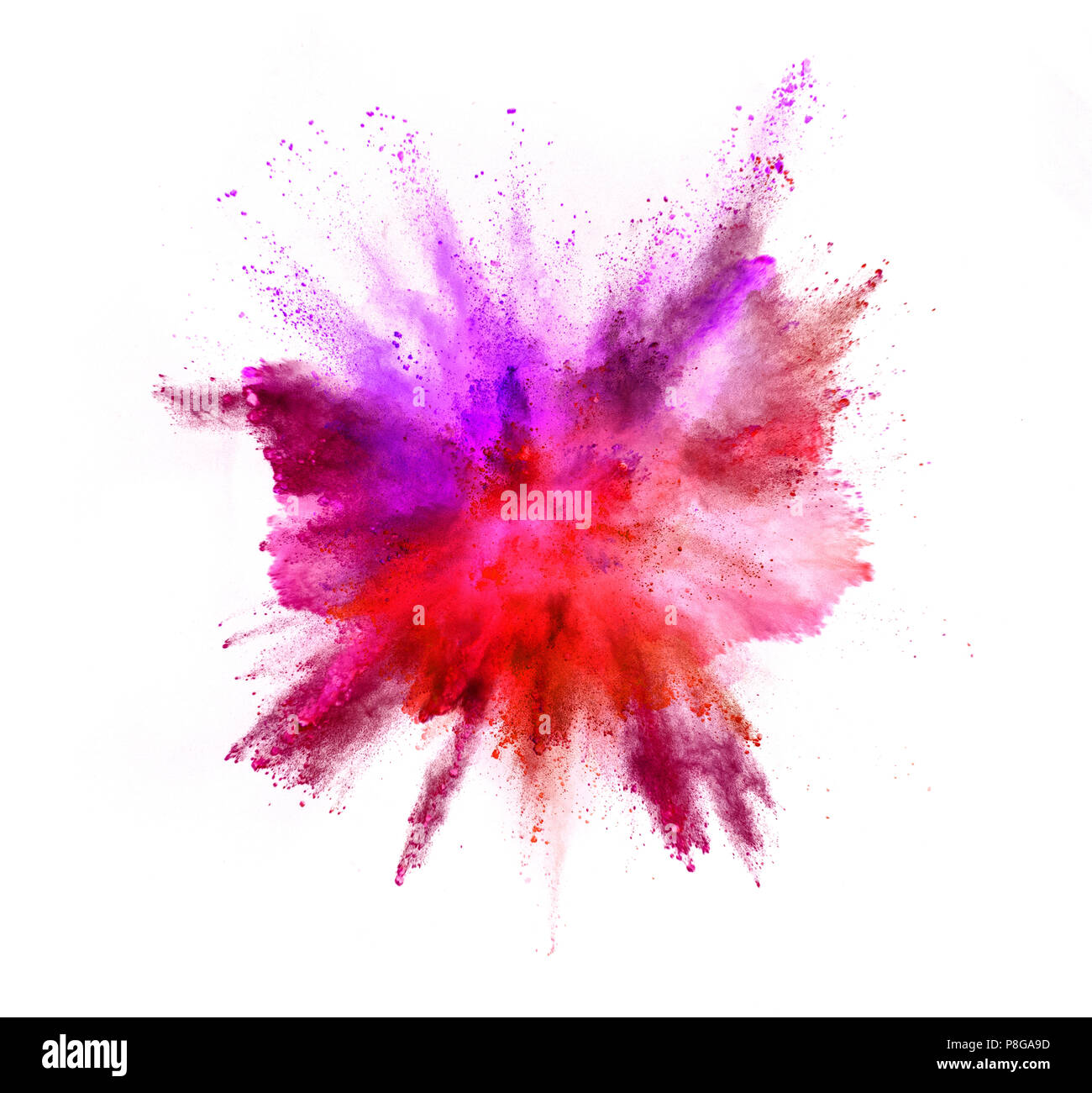 Explosion of coloured powder isolated on white background Stock Photo ...