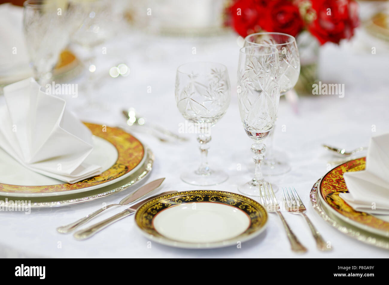 Table set for an event party or wedding reception Stock Photo - Alamy