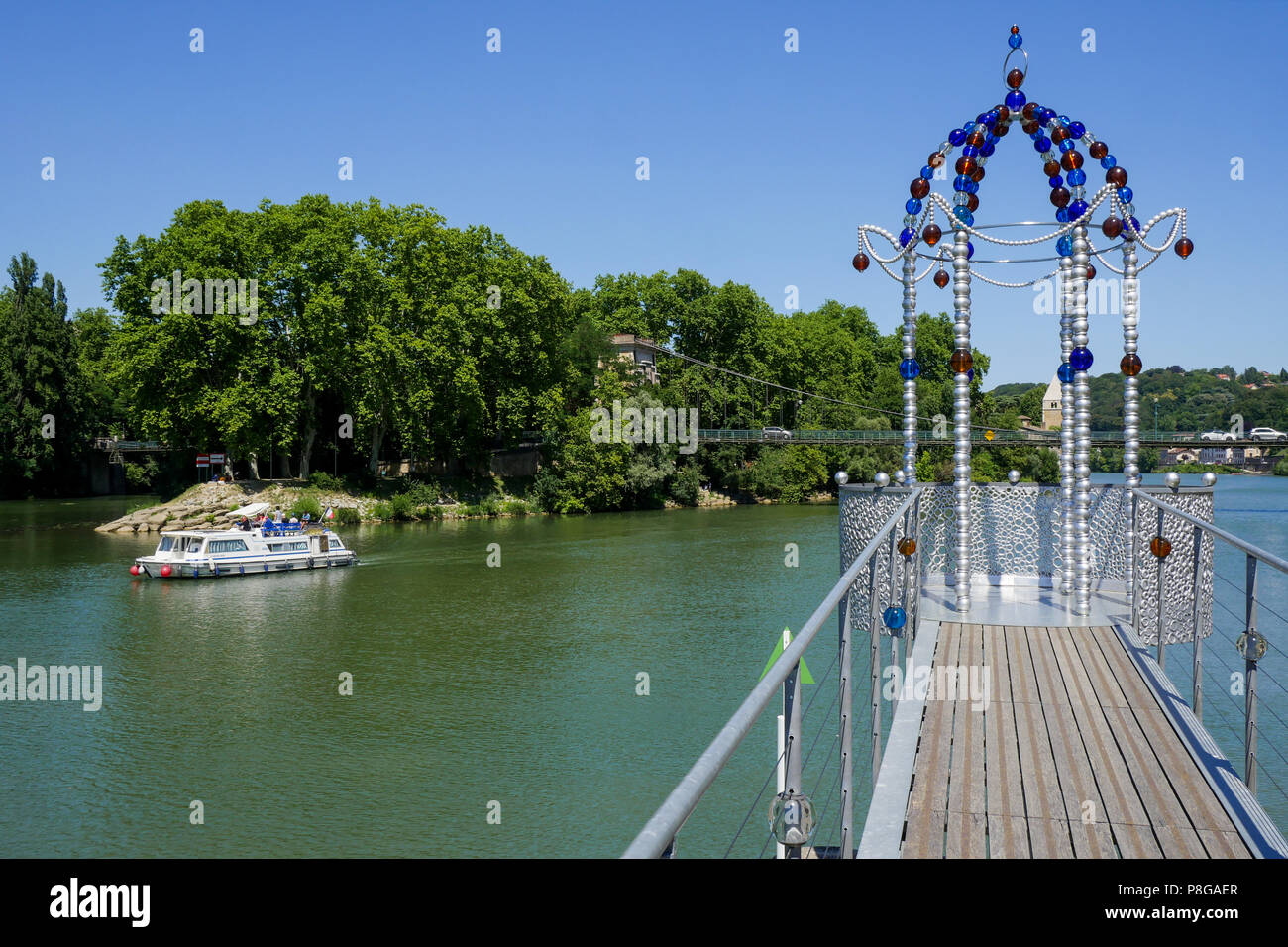 The Ile Barbe belvedere, artwork by Jean-Michel Othoniel, Saint-Rambert ...