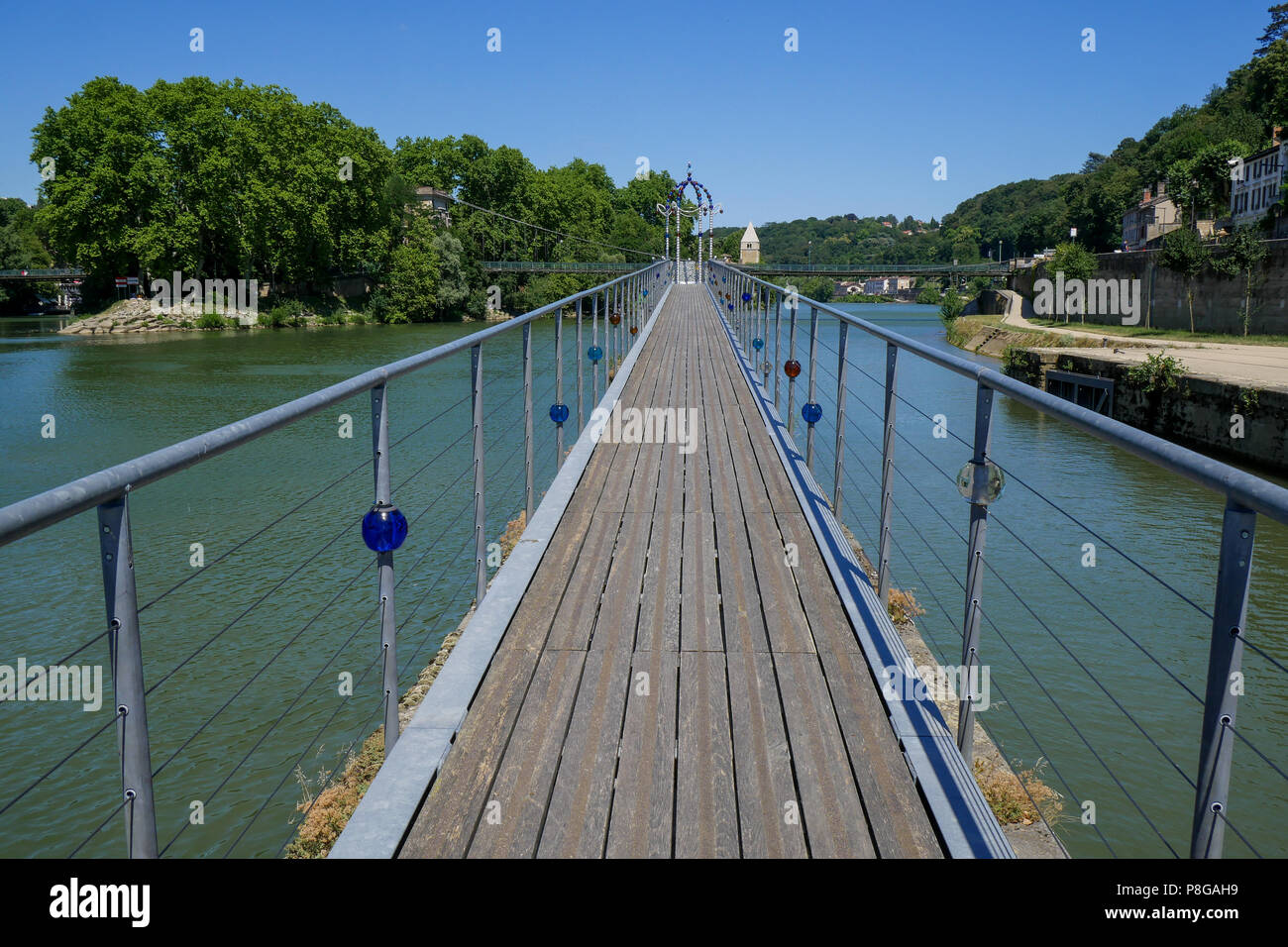 The Ile Barbe belvedere, artwork by Jean-Michel Othoniel, Saint-Rambert ...