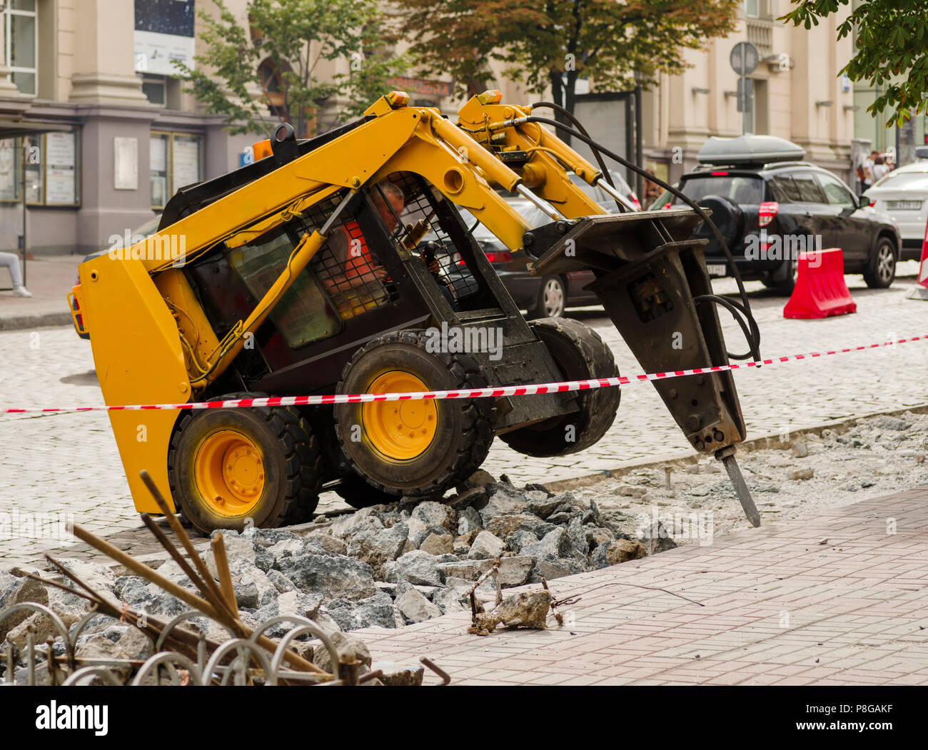 Yellow construction machinery for repair and construction Stock Photo ...